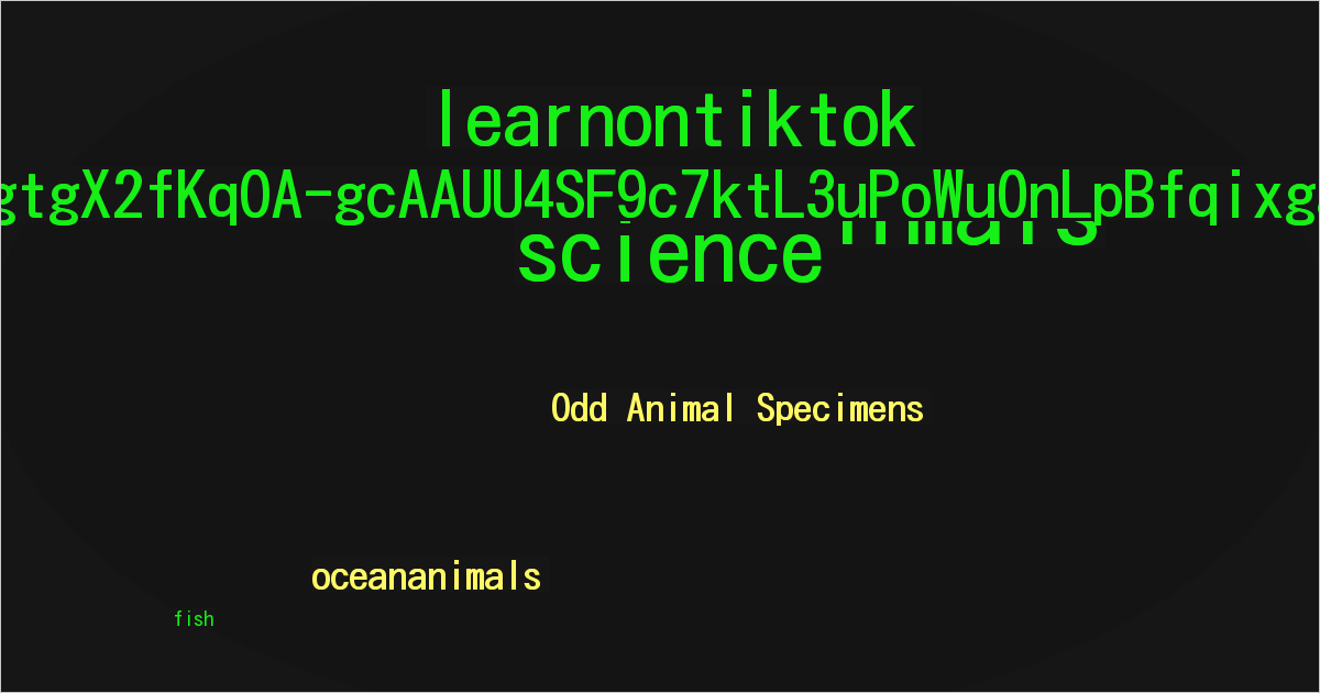 Odd Animal Specimens TikTok : 人気のティックトッカー